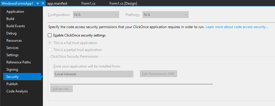 How To Solve C Winforms Build Exception Clickonce Does Not Support The Request Execution Level 7029